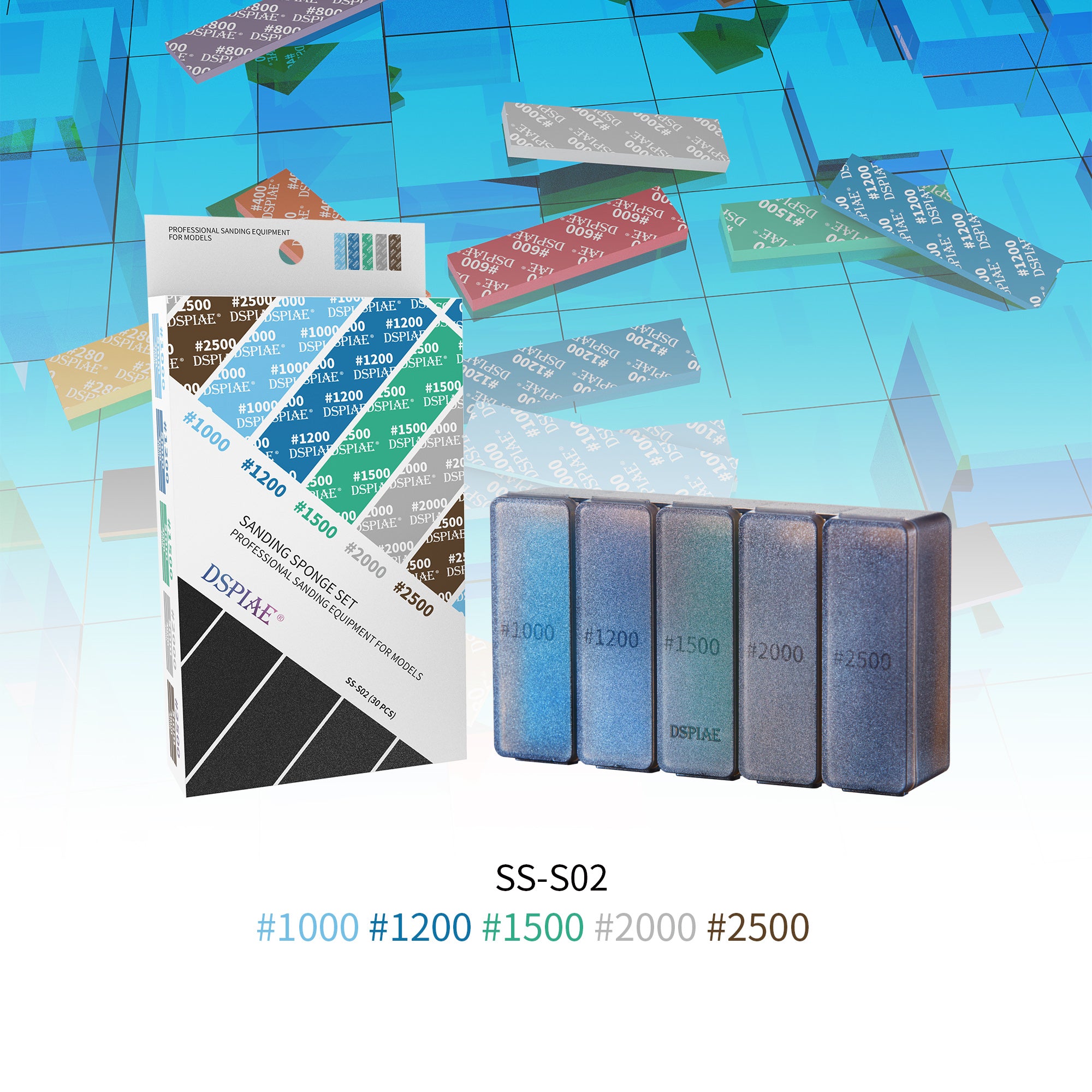 DSPIAE - Sanding sponge set [1000#-2500#] (30 pieces)